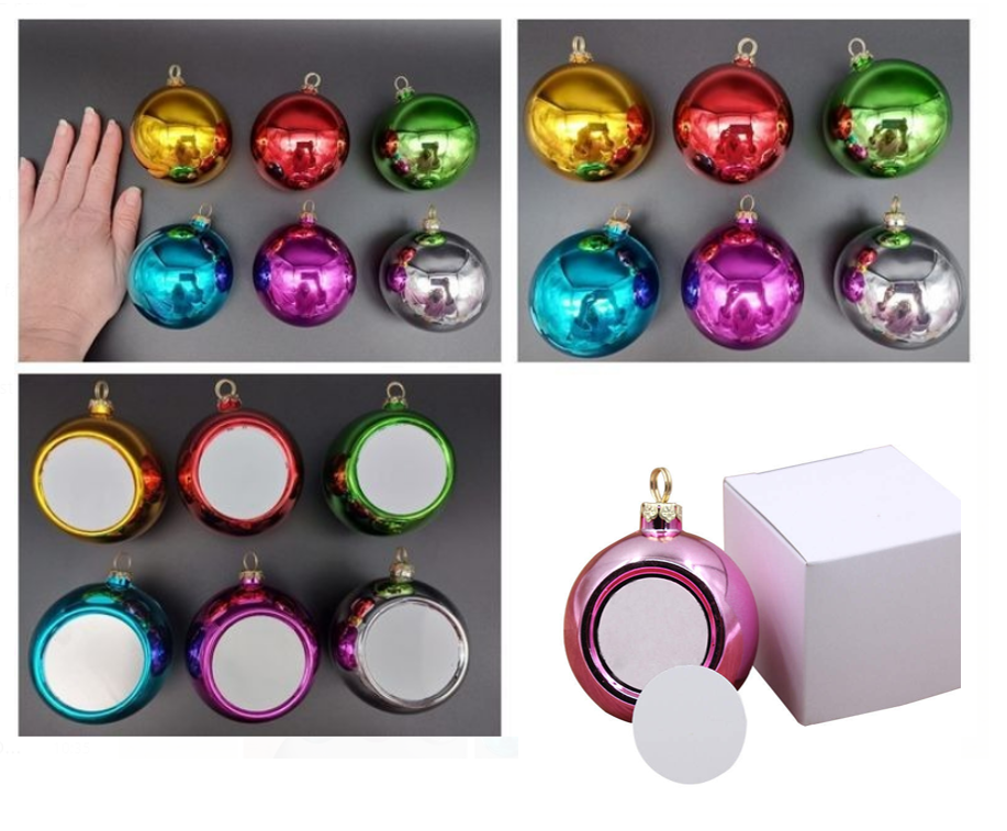 Christmas Sublimation : 8cm Glossy Solid Baubles - SA Sublimation Blanks