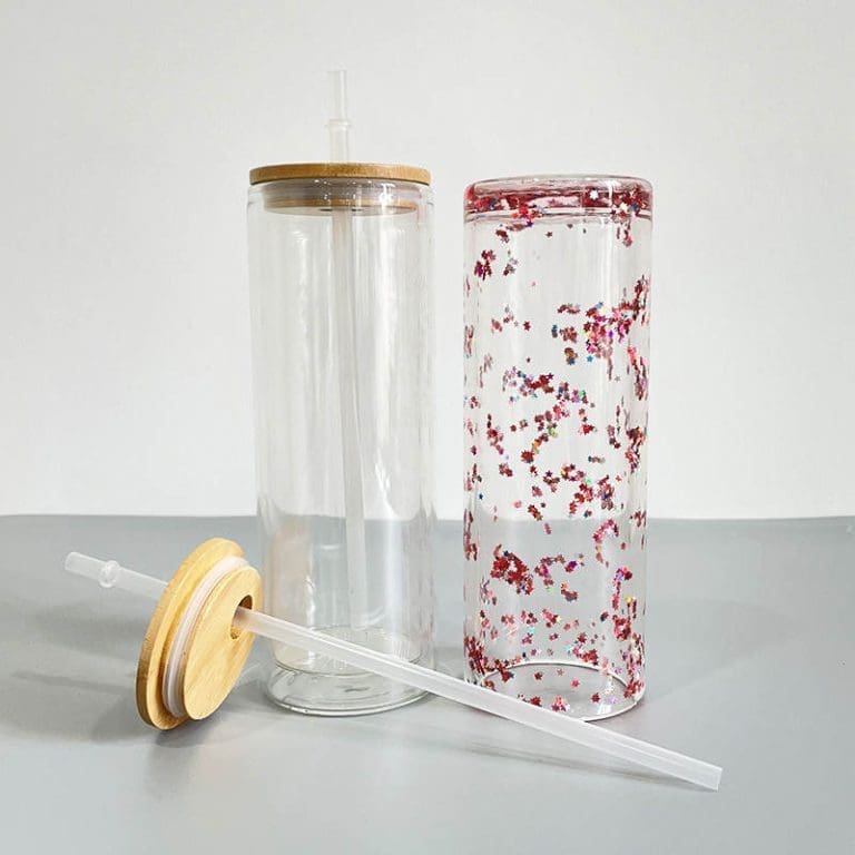 Sublimation Blanks : Double Walled Snow Glass Bamboo Tumblers (Libbey ...