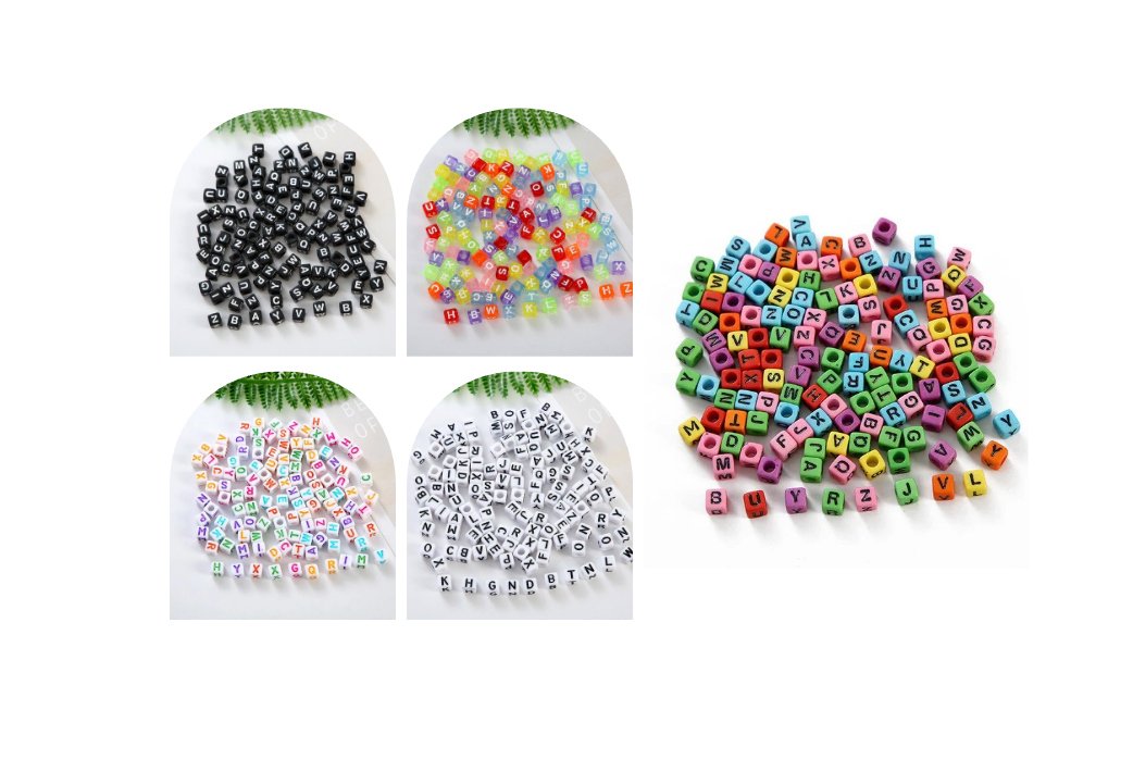 Jewelry : 6mm Mixed Alpha Loose Beads (5 Variants) - SA Sublimation Blanks