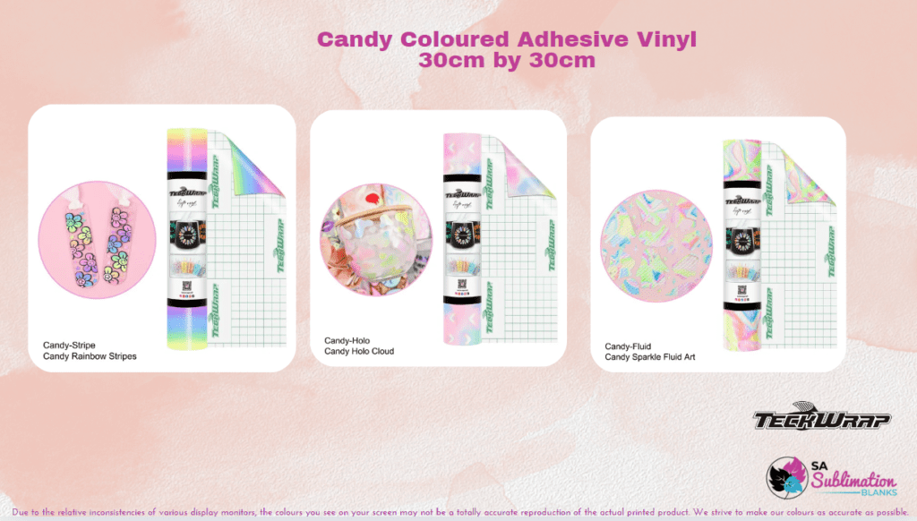 Teckwrap : Candy Colour Adhesive Range (30 by 30cm) - SA Sublimation Blanks