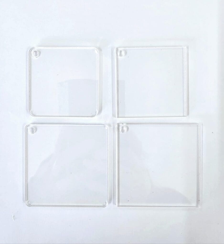 Laser Acrylic Shapes : CLEAR SQUARE Acrylic, Disc (5 & 6cm) + 30mm ...