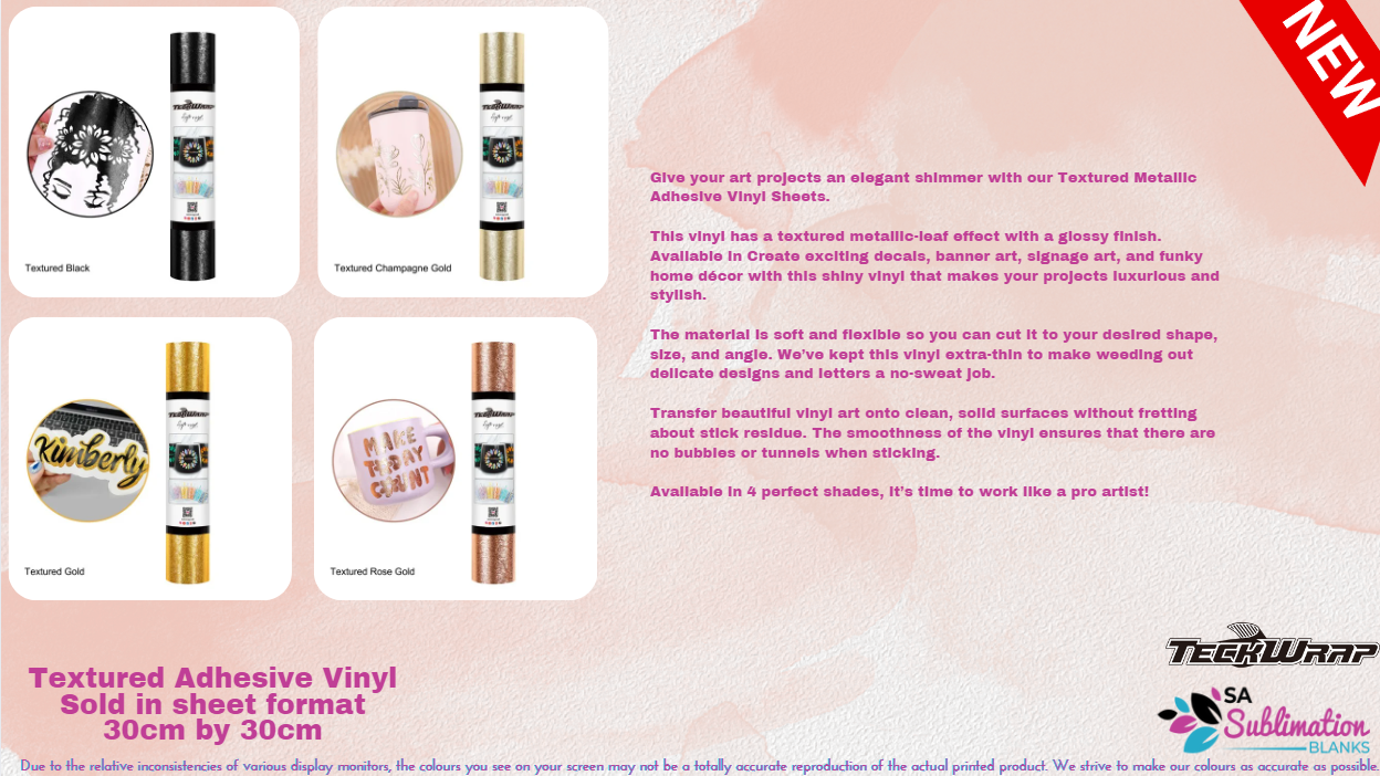 Teckwrap : Textured Adhesive Range (30 by 30cm) - SA Sublimation Blanks