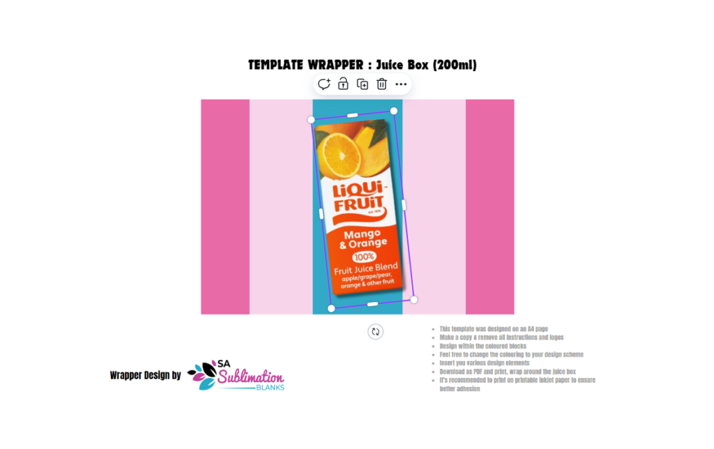 Design Corner : Template for Juice Box 200m (for Canva or PDF Download ...