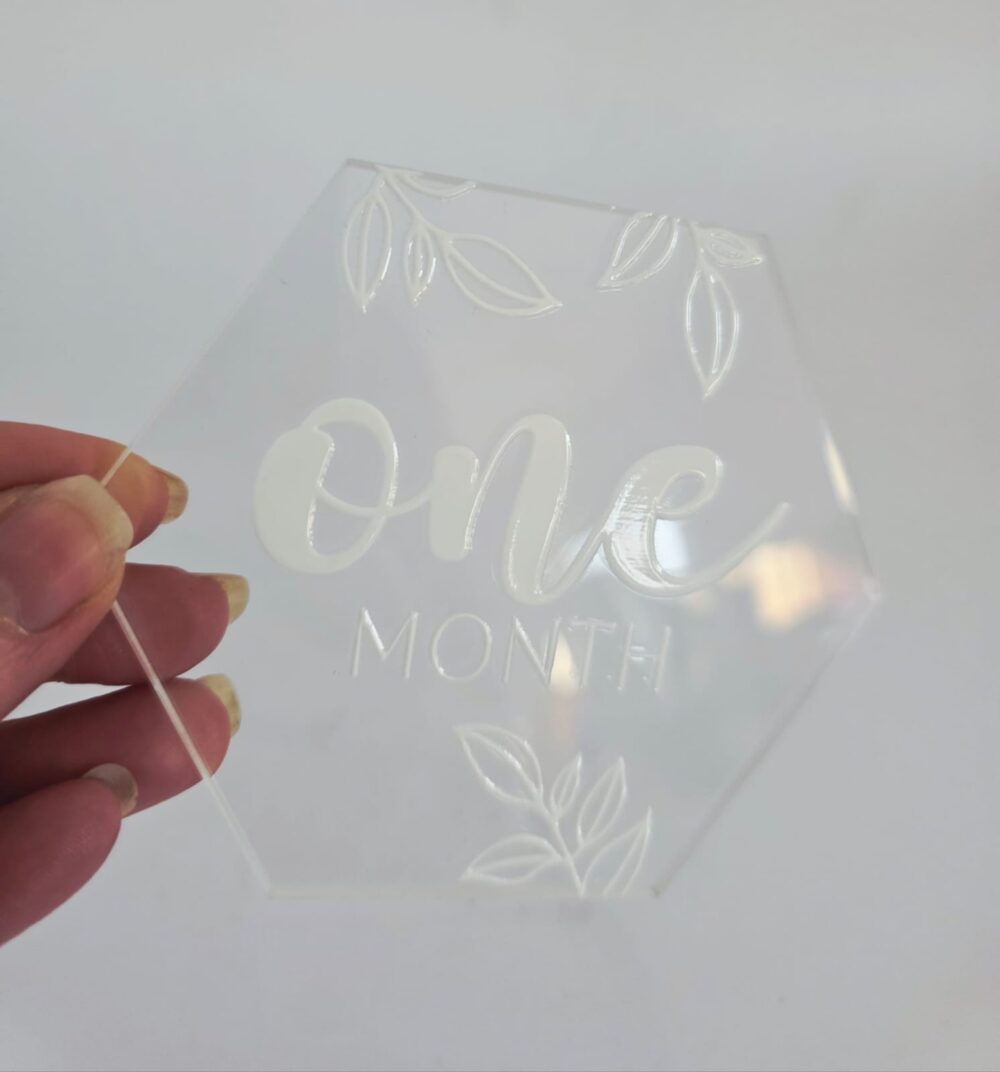 UV DTF : Baby Milestone Gift Set 1 to 12months Hexagon Discs in White ...