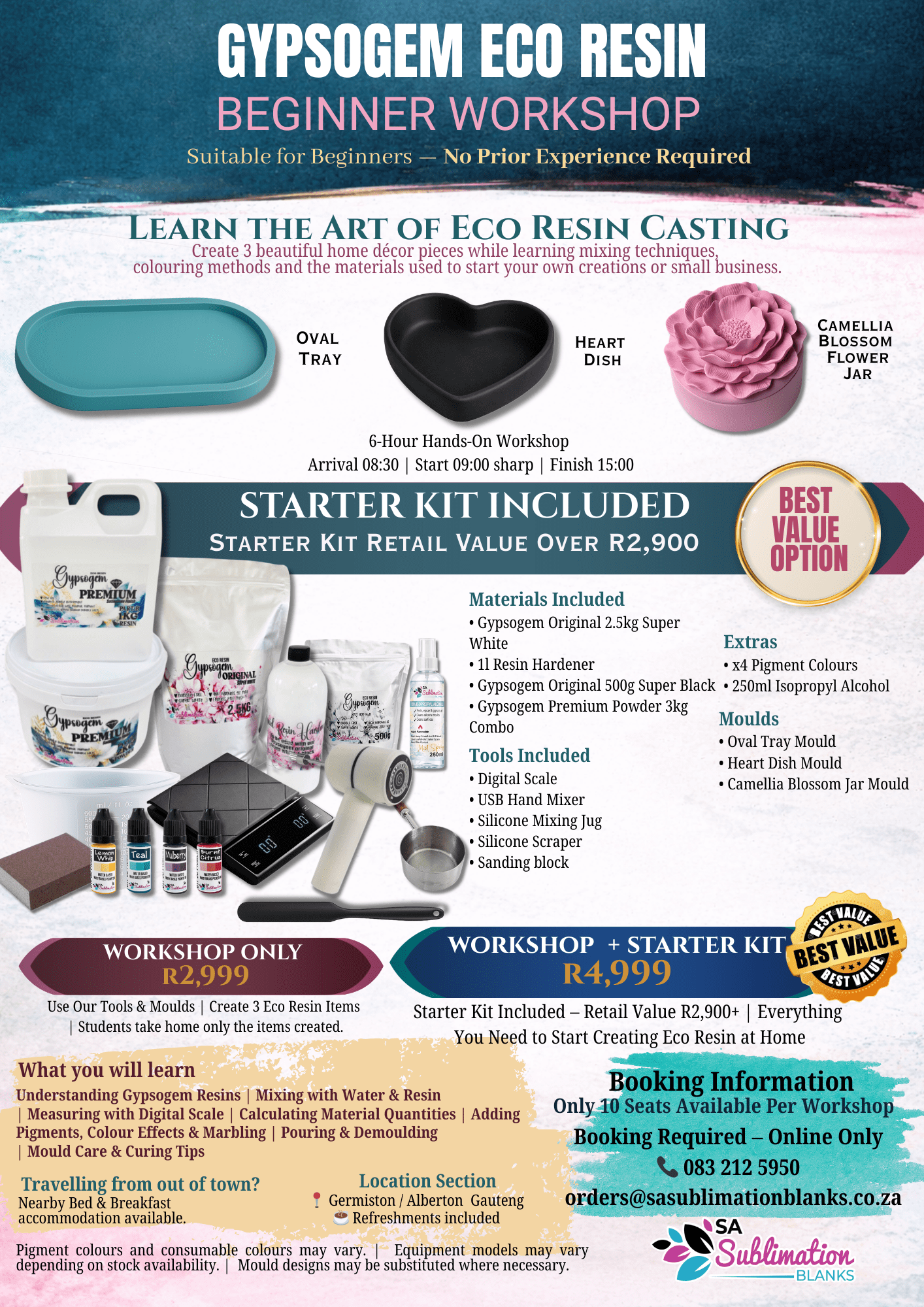 SA Sublimation Blanks Training Studio : Gypsogem Eco Resin Beginners ...