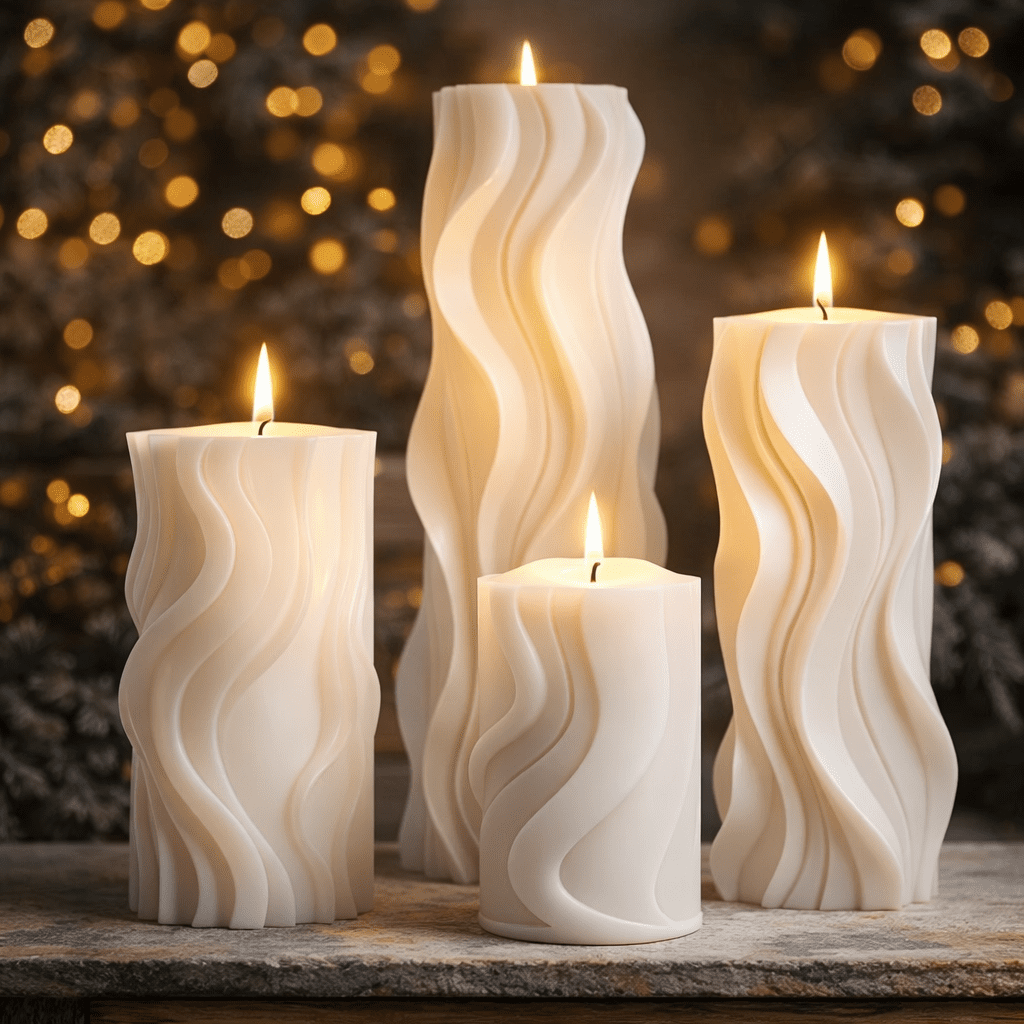 Silicone Mould : 4 Piece Wave Cylindrical Candle Mould Set (Wave_Cyl_CM ...